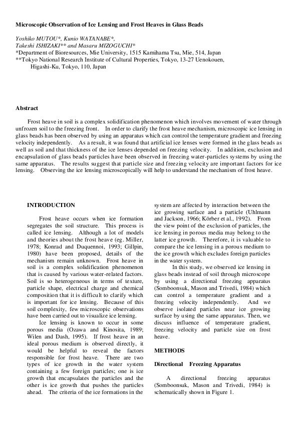 (PDF) Microscopic Observation of Ice Lensing and Frost Heave in Glass Beads