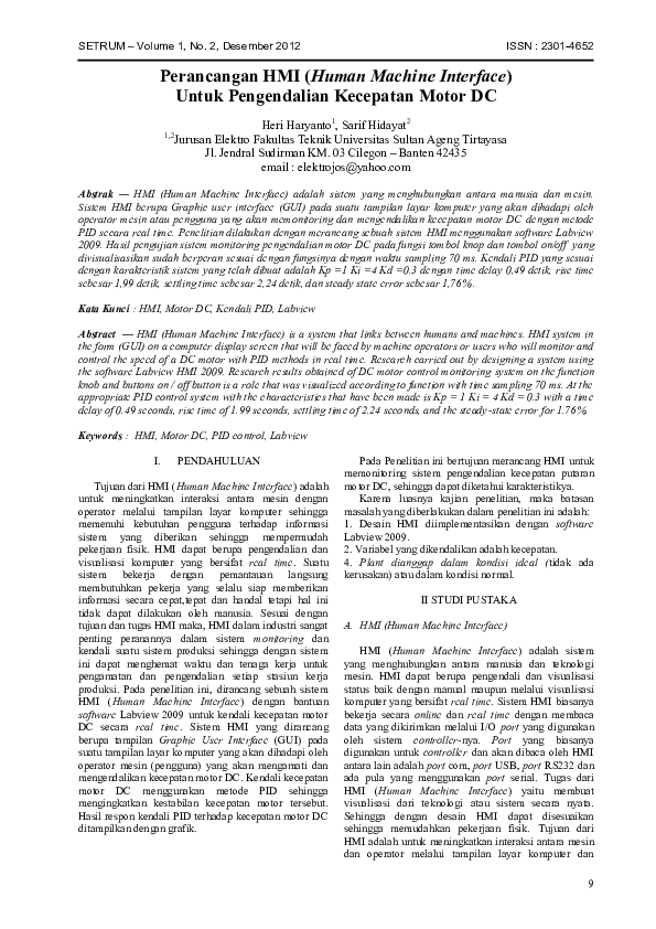 (PDF) Perancangan HMI (Human Machine Interface) Untuk Pengendalian Kecepatan Motor DC | heri ...