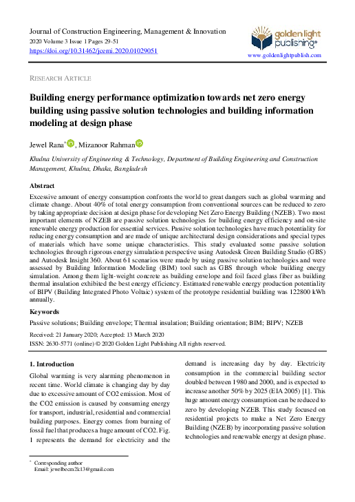 (PDF) Building energy performance optimization towards net zero energy building using passive ...