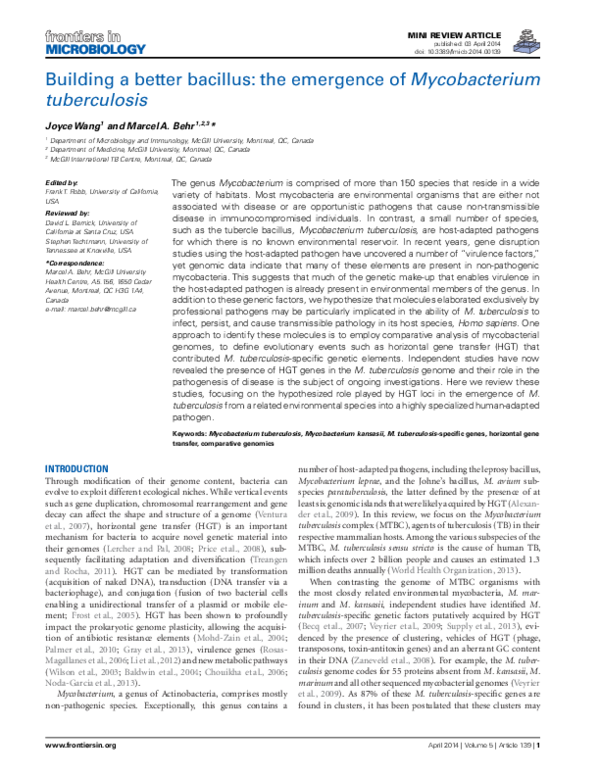 (PDF) Building a better bacillus: the emergence of Mycobacterium ...