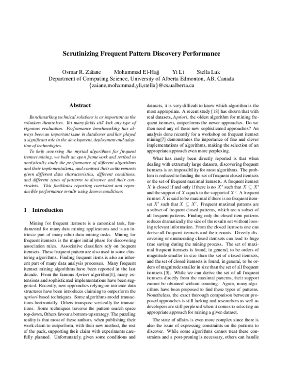 (PDF) Scrutinizing Frequent Pattern Discovery Performance