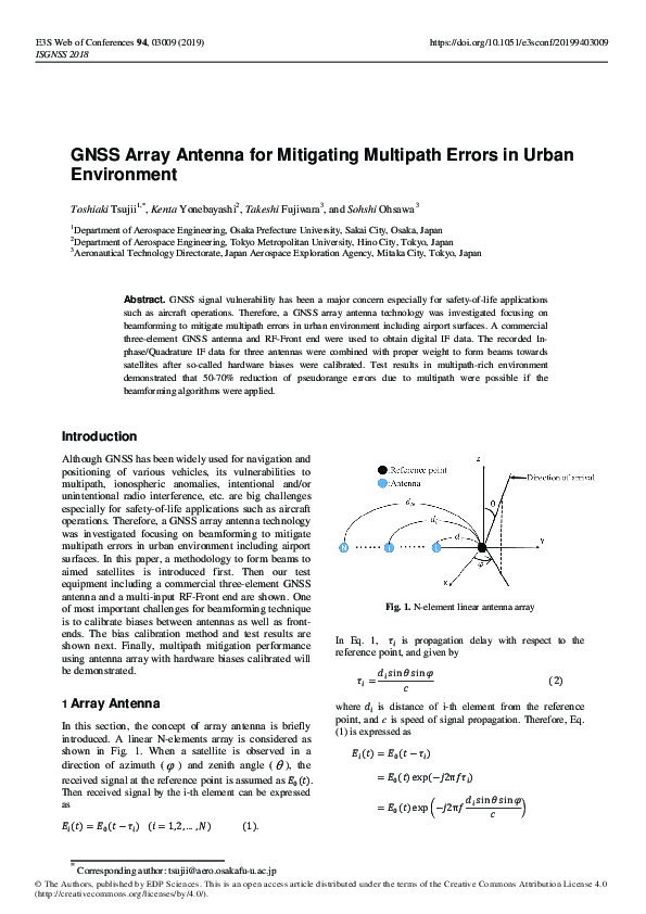 (PDF) GNSS Array Antenna for Mitigating Multipath Errors in Urban Environment