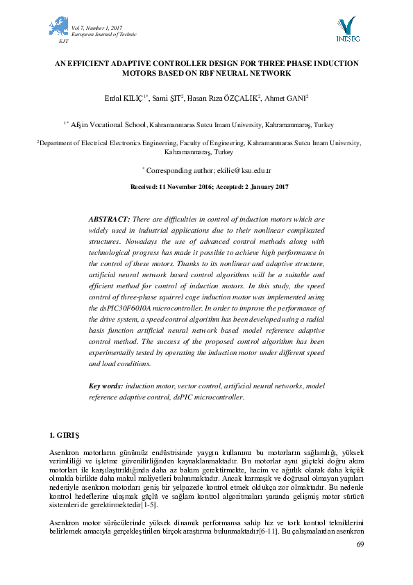 (PDF) An Efficient Adaptive Controller Design for Three Phase Induction Motors Based on RBF ...