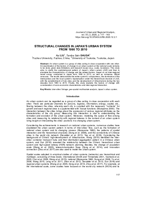 (PDF) Structural Changes in Japan’s Urban System from 1990 to 2010 ...