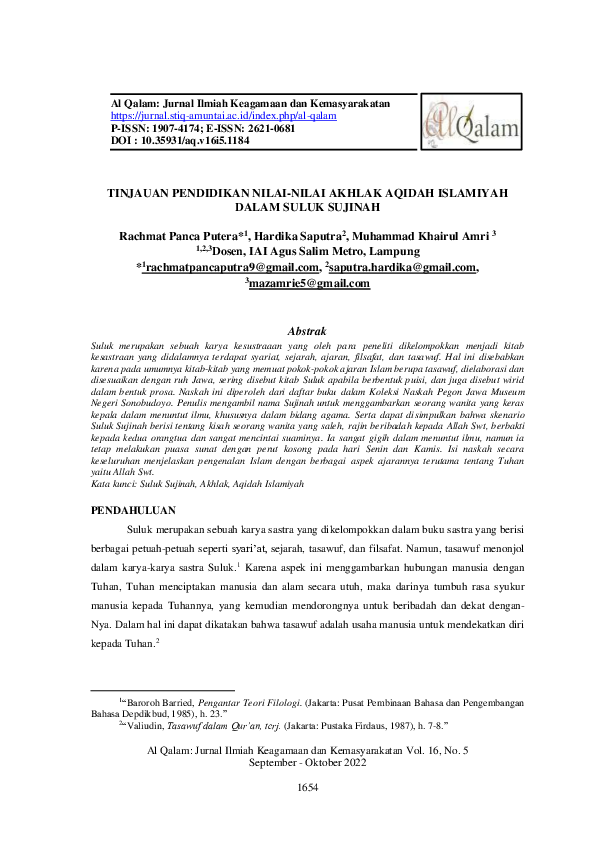 (PDF) Tinjauan Pendidikan Nilai-Nilai Akhlak Aqidah Islamiyah Dalam ...