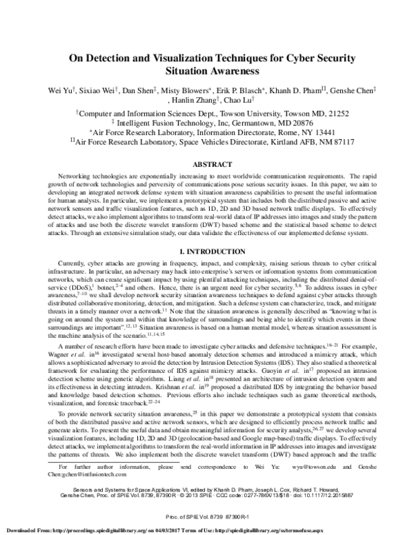 (PDF) On detection and visualization techniques for cyber security ...