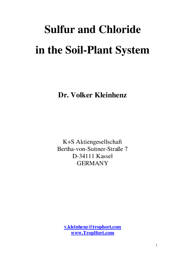 (PDF) Sulfur and chloride in the soil-plant system