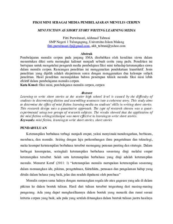 (DOC) FIKSI MINI SEBAGAI MEDIA PEMBELAJARAN MENULIS CERPEN MINI FICTION ...