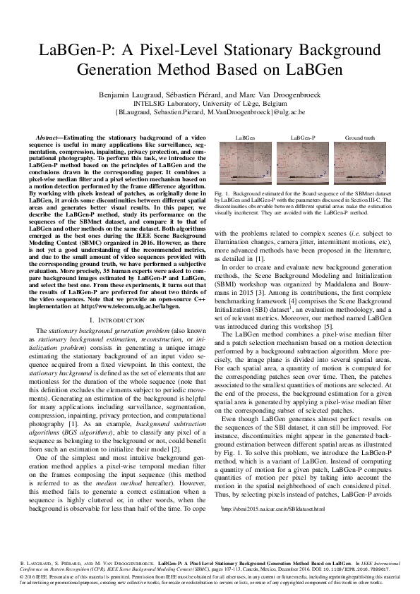 (PDF) LaBGen-P: A pixel-level stationary background generation method ...