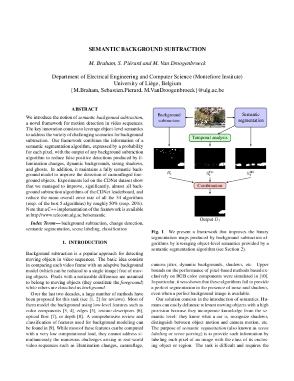 (PDF) Semantic background subtraction
