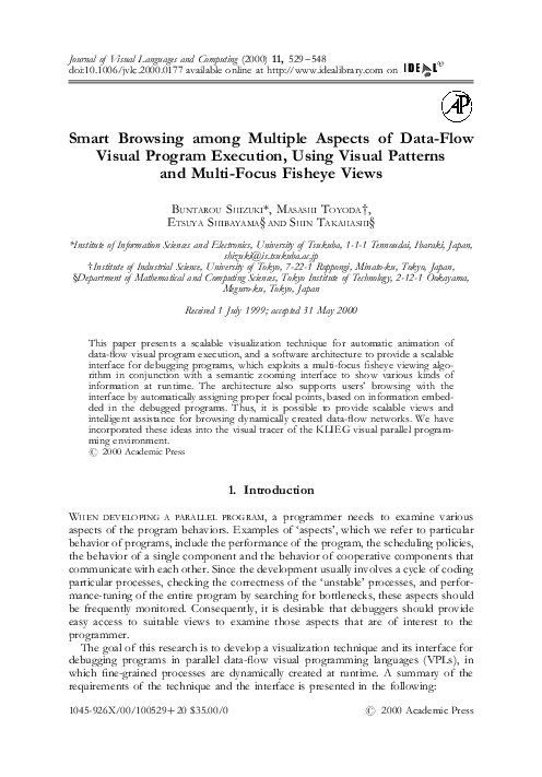 Pdf Smart Browsing Among Multiple Aspects Of Data Flow Visual Program Execution Using Visual