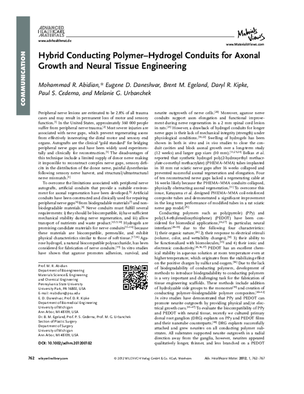 (PDF) Hybrid Conducting Polymer-Hydrogel Conduits for Axonal Growth and ...