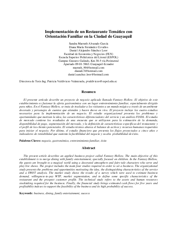 (PDF) Implementación de un Restaurante Temático con Orientación ...