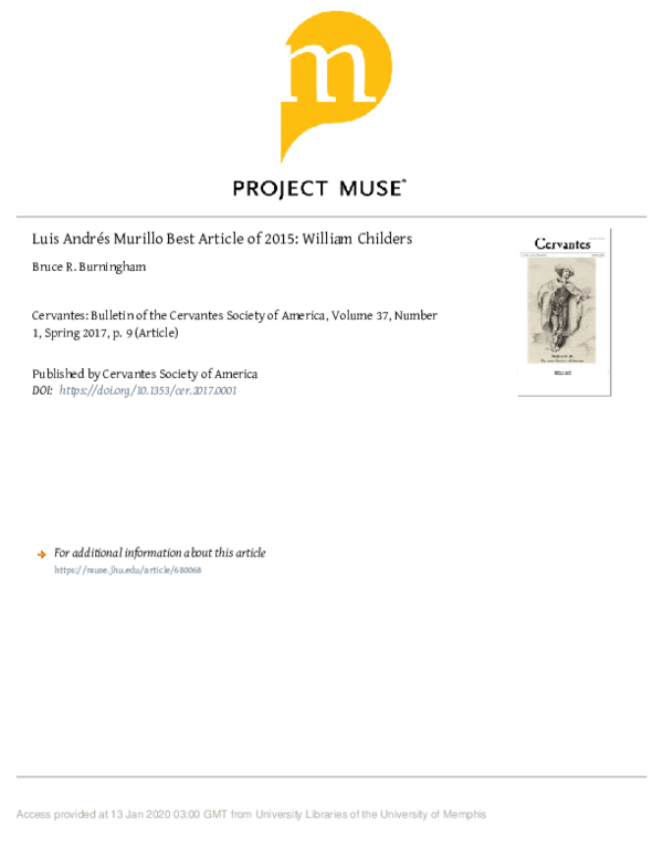 (PDF) Luis Andrés Murillo Best Article of 2015: William Childers
