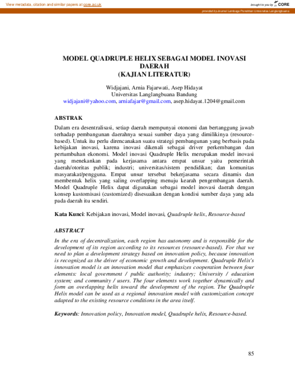 (PDF) Model Quadruple Helix Sebagai Model Inovasi Daerah