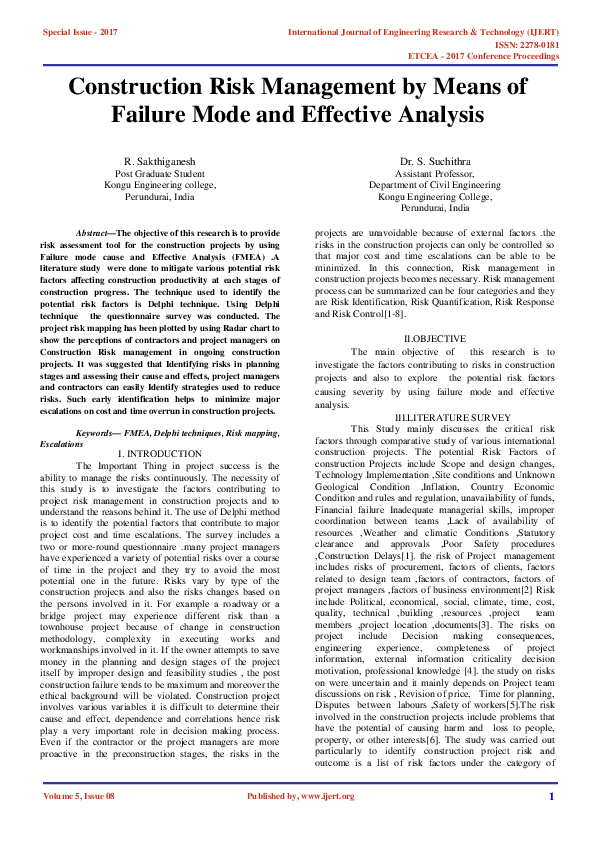 (PDF) Construction Risk Management by Means of Failure Mode and ...
