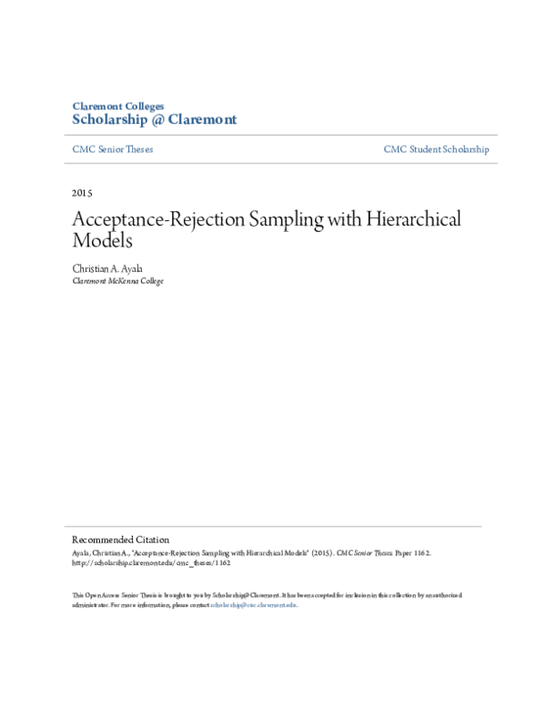 (PDF) Acceptance-Rejection Sampling with Hierarchical Models (PDF) Acceptance-Rejection Sampling with Hierarchical Models