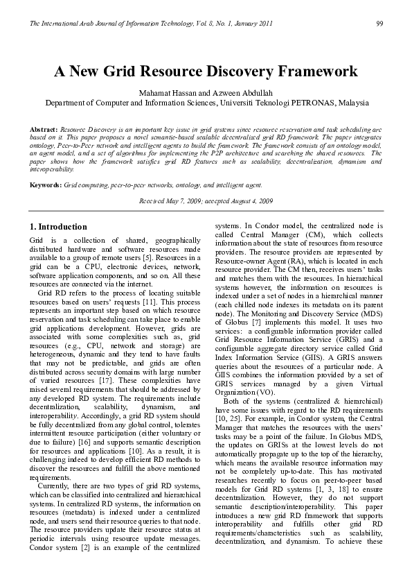 (PDF) A New Grid Resource Discovery Framework | Mahamat Sabour Hassan - Academia.edu