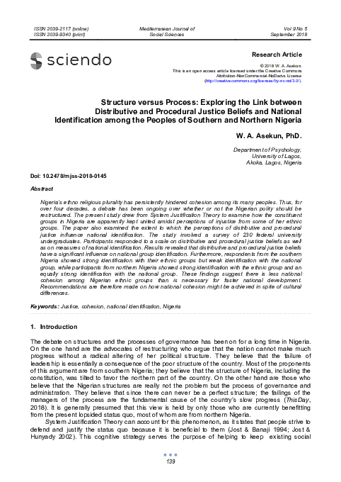 (PDF) Structure versus Process: Exploring the Link between Distributive ...
