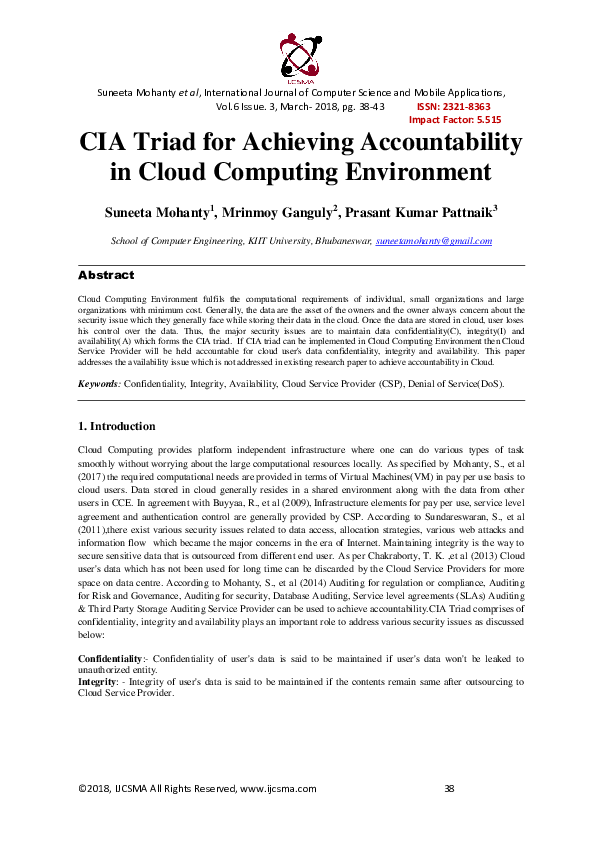 (PDF) CIA Triad for Achieving Accountability in Cloud Computing Environment