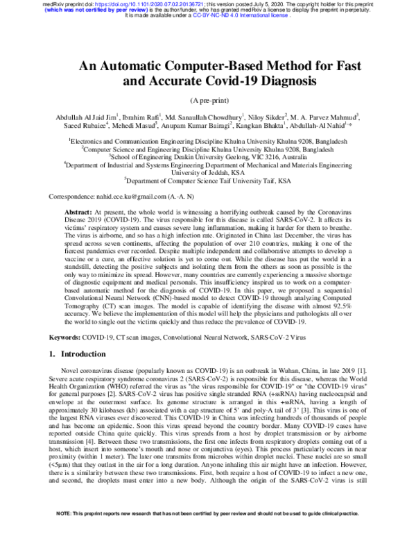 (PDF) An Automatic Computer-Based Method for Fast and Accurate Covid-19 ...