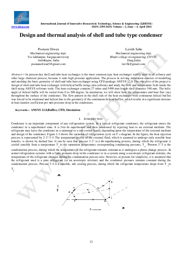 (PDF) Design and thermal analysis of shell and tube type condenser ...