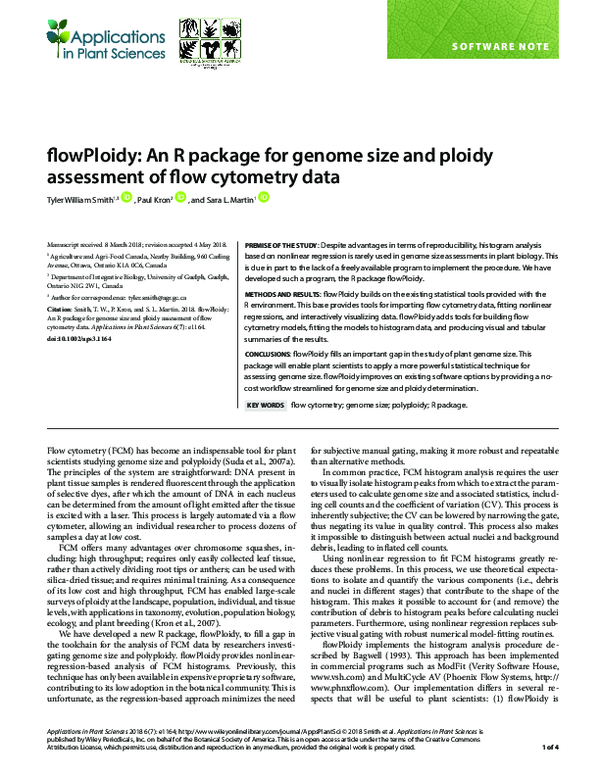(PDF) flowPloidy: An R package for genome size and ploidy assessment of ...