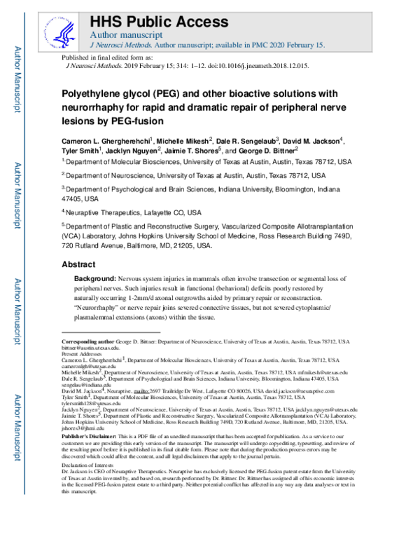 (PDF) Polyethylene glycol (PEG) and other bioactive solutions with ...