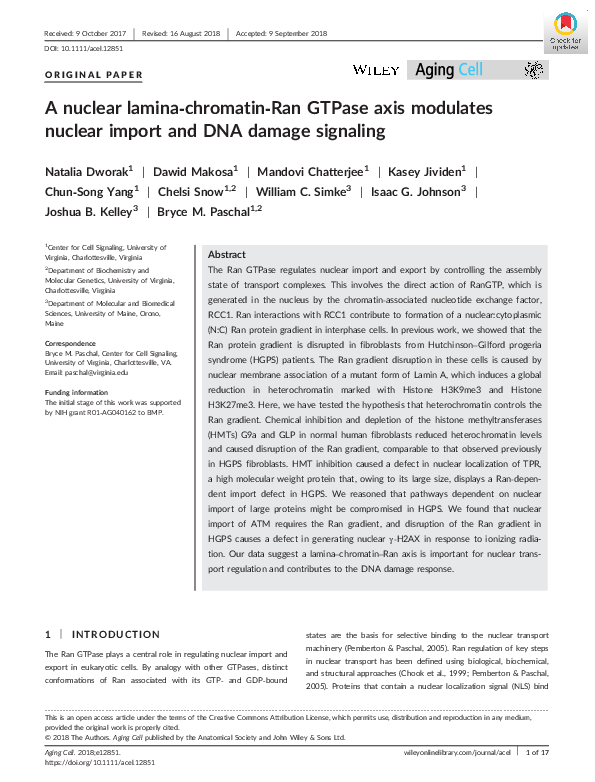 (PDF) A nuclear lamina-chromatin-Ran GTPase axis modulates nuclear ...