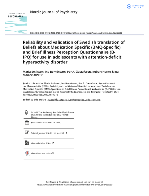 (PDF) Reliability and validation of Swedish translation of Beliefs ...