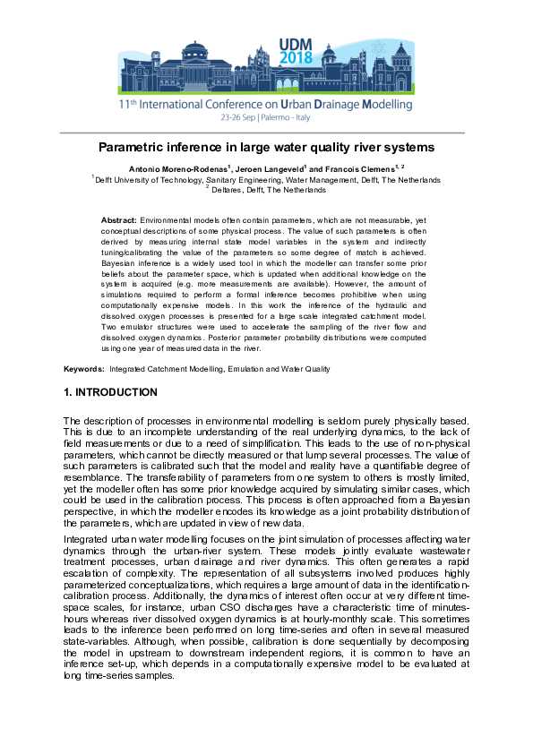 (PDF) Parametric Inference in Large Water Quality River Systems | Francois Clemens - Academia.edu