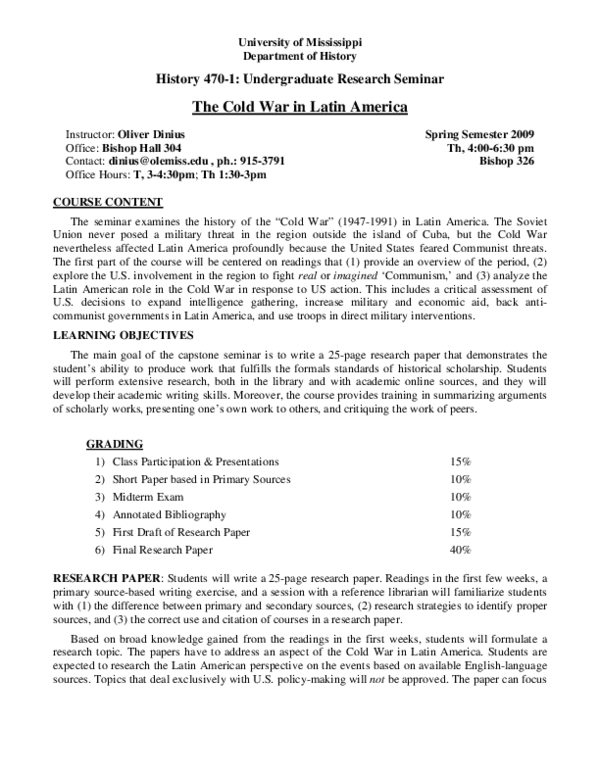 (PDF) The Cold War in Latin America