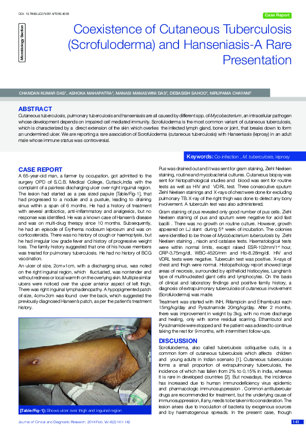 (PDF) Coexistence of Cutaneous Tuberculosis (Scrofuloderma) and ...