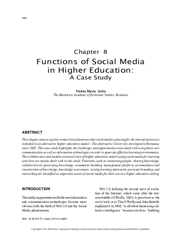 (PDF) Functions of Social Media in Higher Education