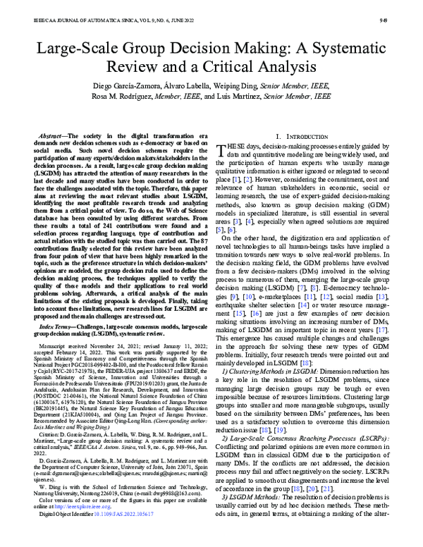 (PDF) Large-Scale Group Decision Making: A Systematic Review and a Critical Analysis