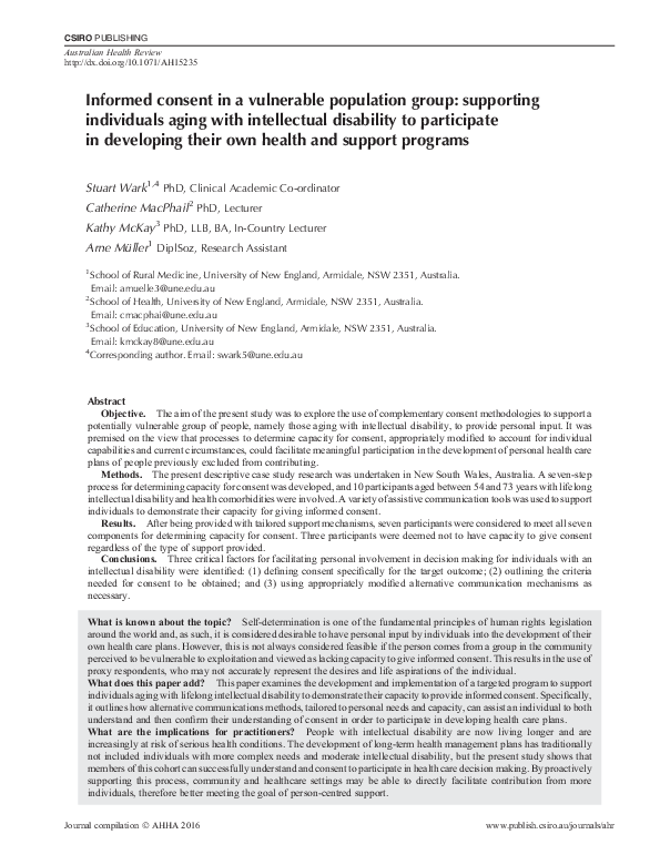 (PDF) Informed consent in a vulnerable population group: supporting ...