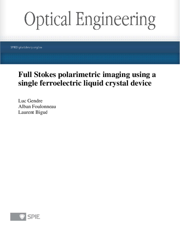 (PDF) Full Stokes polarimetric imaging using a single ferroelectric ...