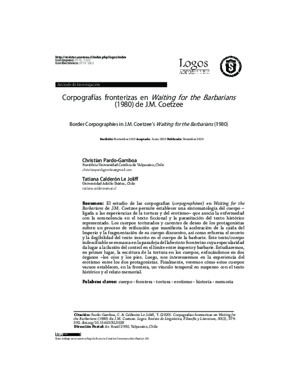 (PDF) Corpografías fronterizas en Waiting for the Barbarians (1980) de ...