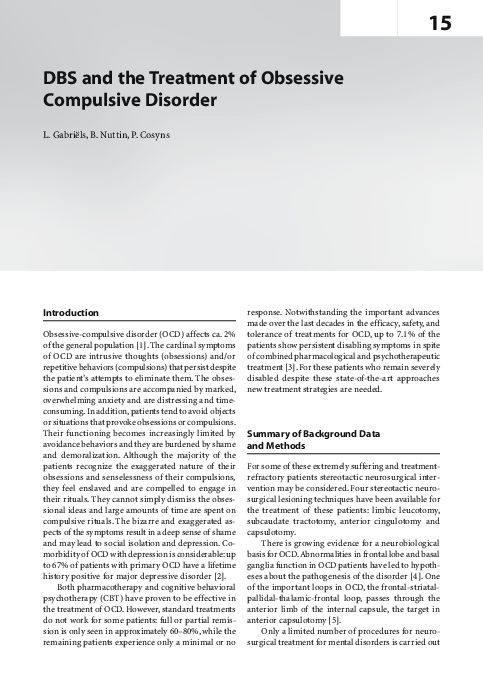 (PDF) DBS and the Treatment of Obsessive Compulsive Disorder