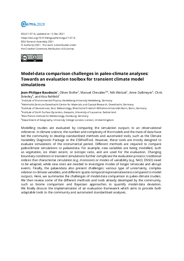 (PDF) Model-data comparison challenges in paleo-climate analyses ...