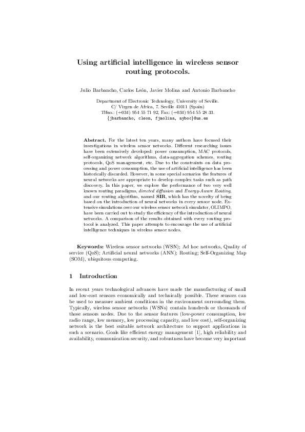 (PDF) Using Artificial Intelligence in Wireless Sensor Routing Protocols