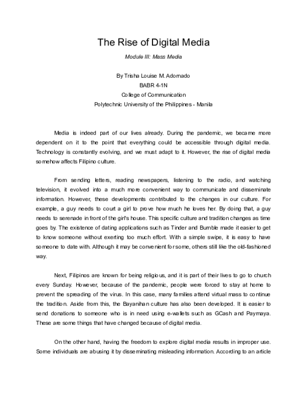 (PDF) The Rise of Digital Media