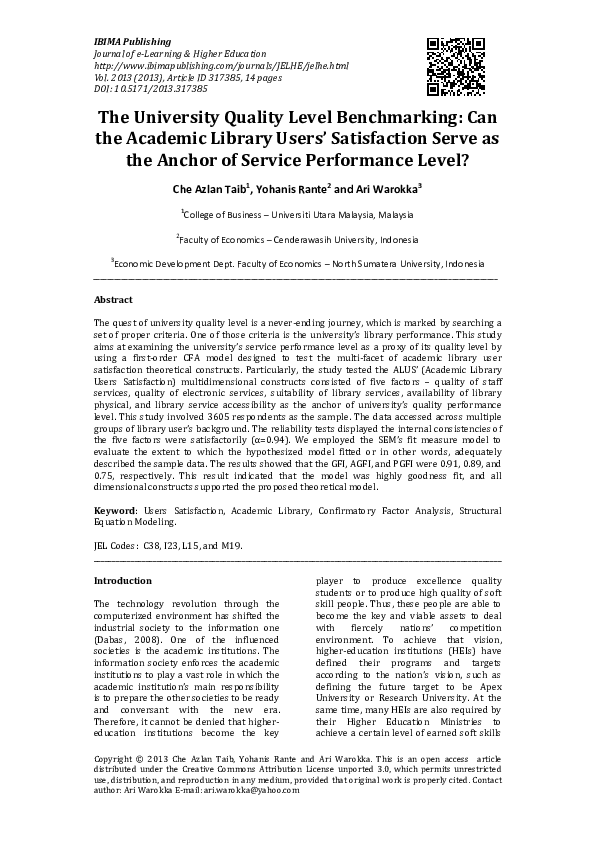 (PDF) The University Quality Level Benchmarking: Can the Academic ...