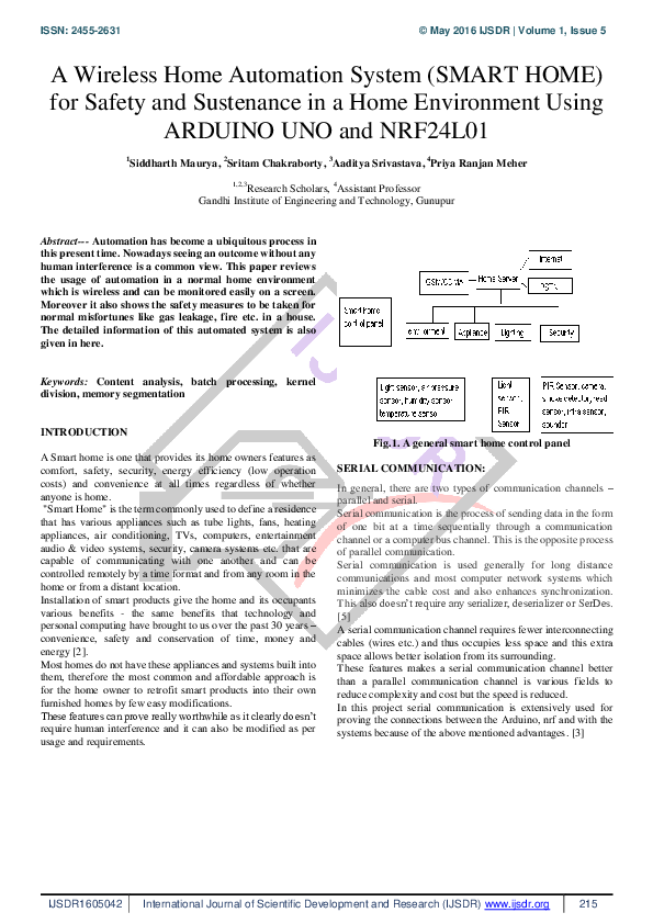 (PDF) A Wireless Home Automation System (SMART HOME) for Safety and Sustenance in a Home ...