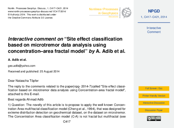 Pdf Interactive Comment On Site Effect Classification Based On Microtremor Data Analysis