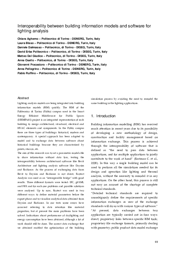 (PDF) Interoperability between building information models and software for lighting analysis