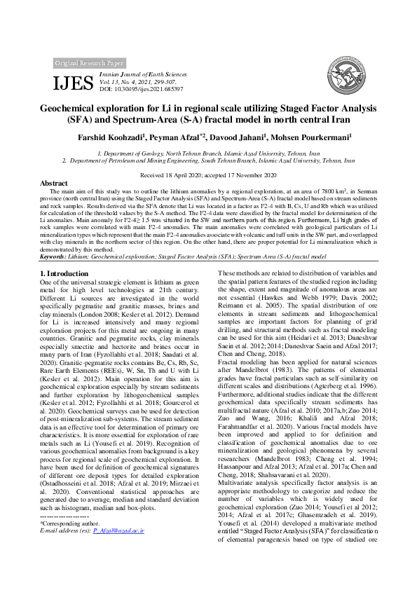 (PDF) Geochemical exploration for Li in regional scale utilizing Staged ...