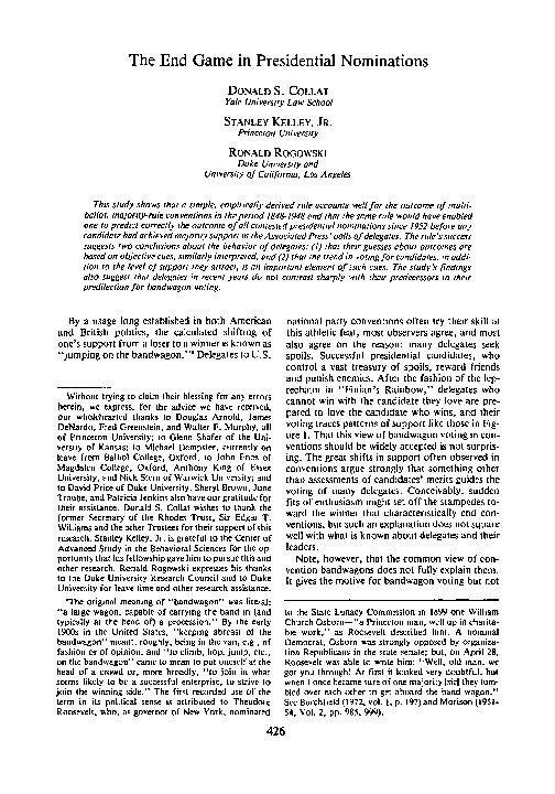 (PDF) The End Game in Presidential Nominations