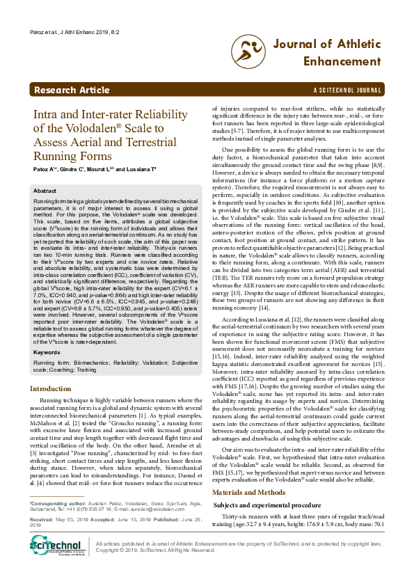 (PDF) Intra and Inter-rater Reliability of the VolodalenÂ® Scale to ...