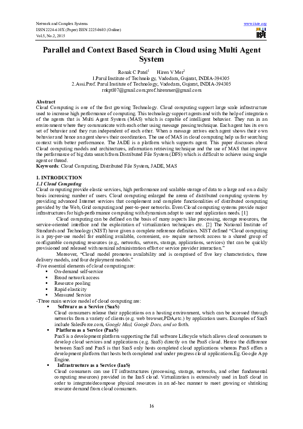 (PDF) Parallel and Context Based Search in Cloud using Multi Agent ...